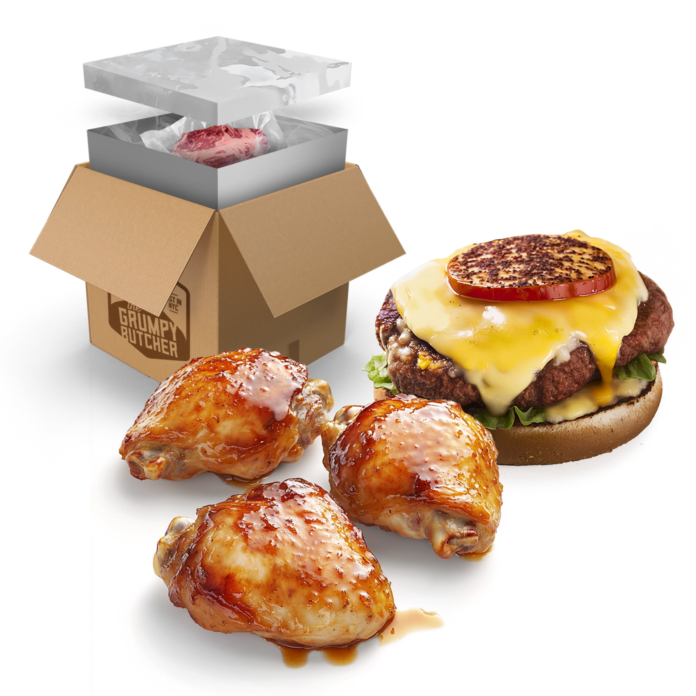 Grumpy Butcher Frozen 15 Burgers, 5 lbs Bag and 16 Cooked Tandoori ...