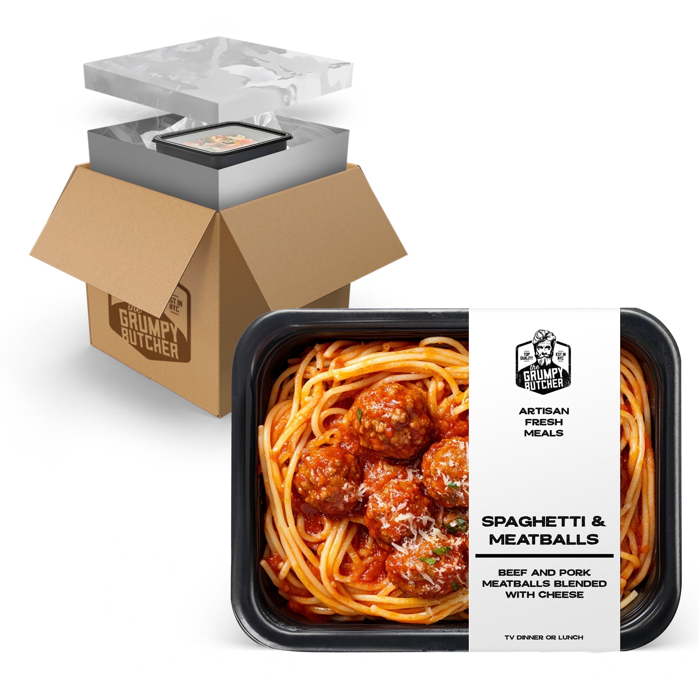 Grumpy Butcher Premium Meals Spaghetti & Meatballs in Marinara Sauce, 6 ...