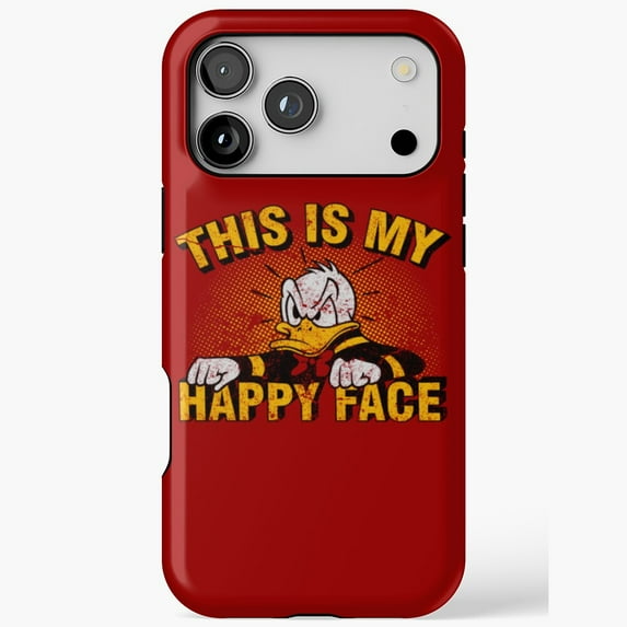 Grumpy Cartoon Duck Happy Face Quote iPhone Case 17 11 12 13 14 15 16 ...