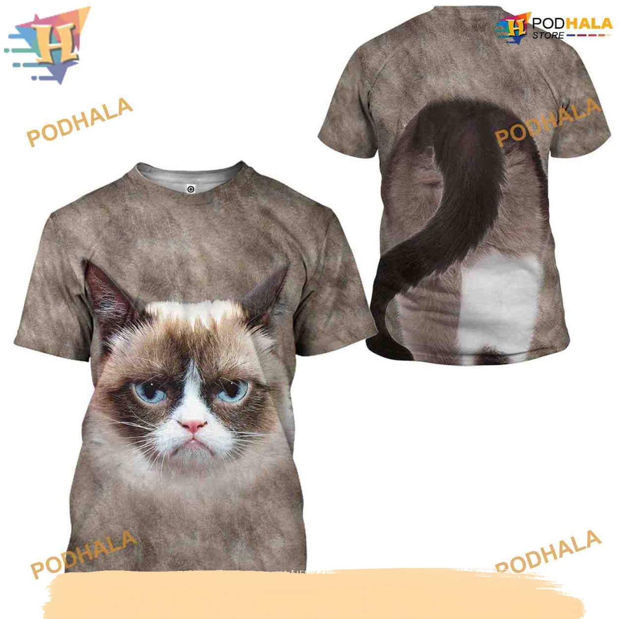 Grumpy Cat Full All Over Printed Funny Animal 3D Hoodie T-Shirt ...