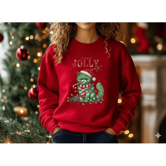 Grumpy Cat Funny Pet Lover Holiday Cheer Humor Sweatshirt, up to size ...