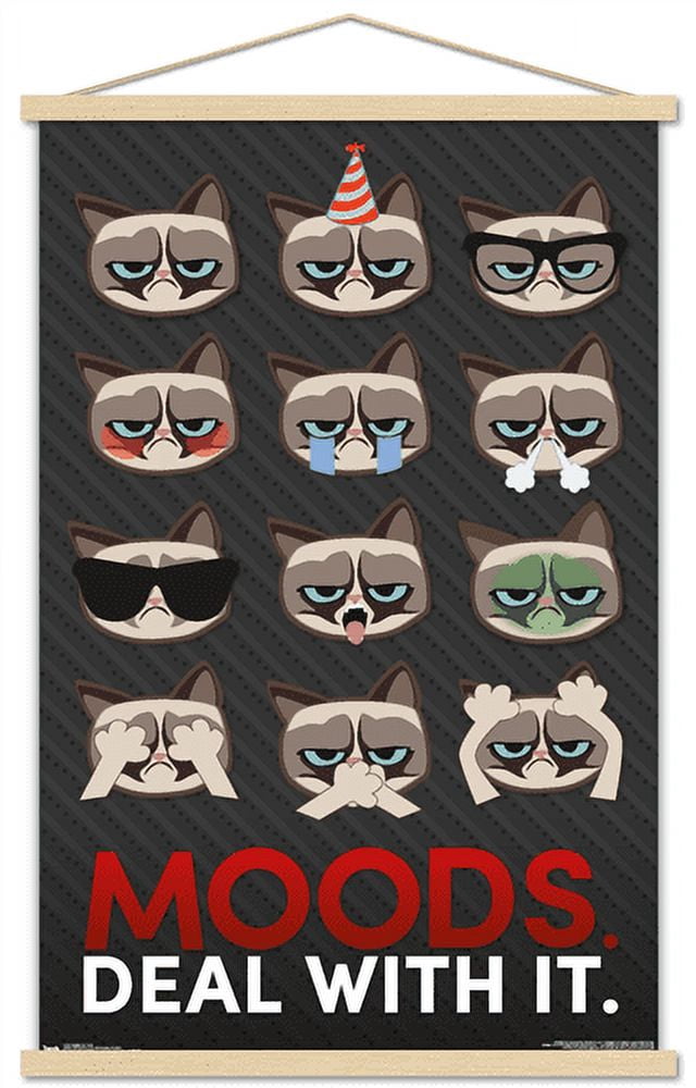 Grumpy Cat - Grid Wall Poster with Wooden Magnetic Frame, 22.375" x 34 ...