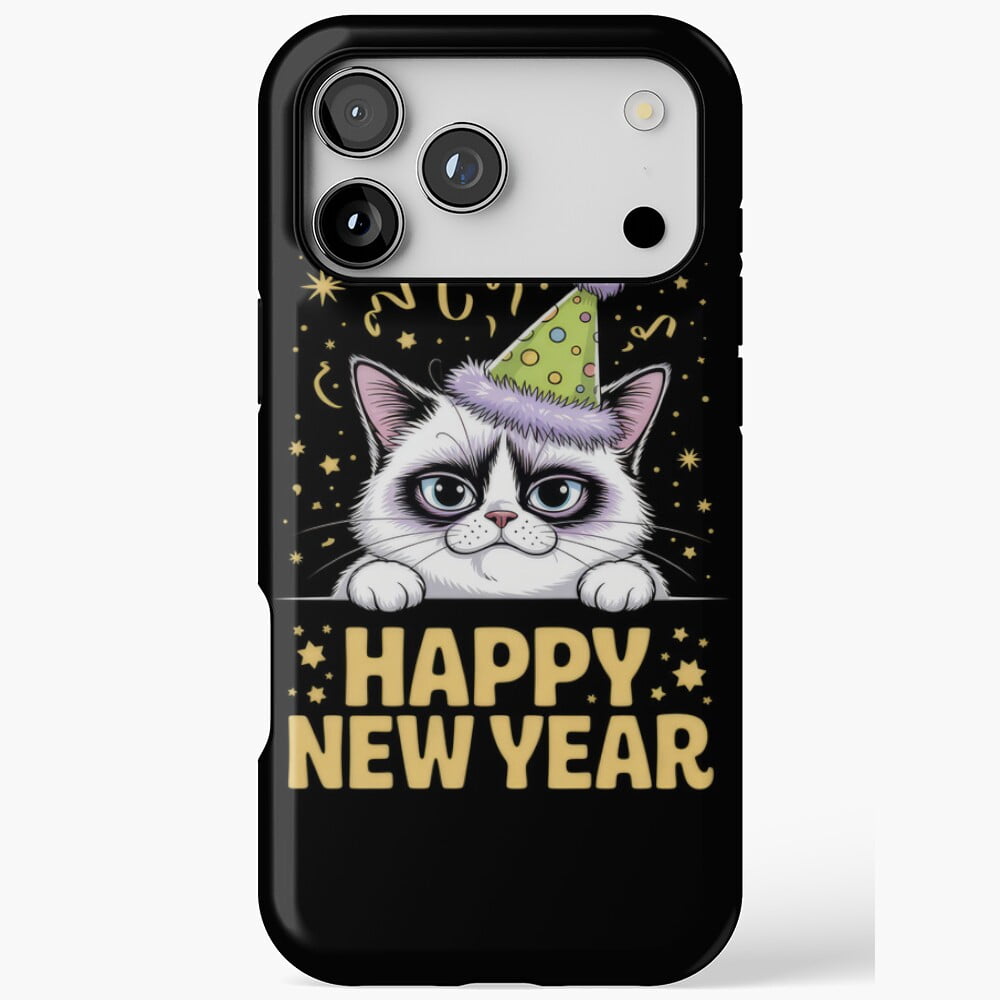 Grumpy Cat Happy New Year Meme Art iPhone Case 17 16 15 14 13 12 11 Pro Max - Walmart.com