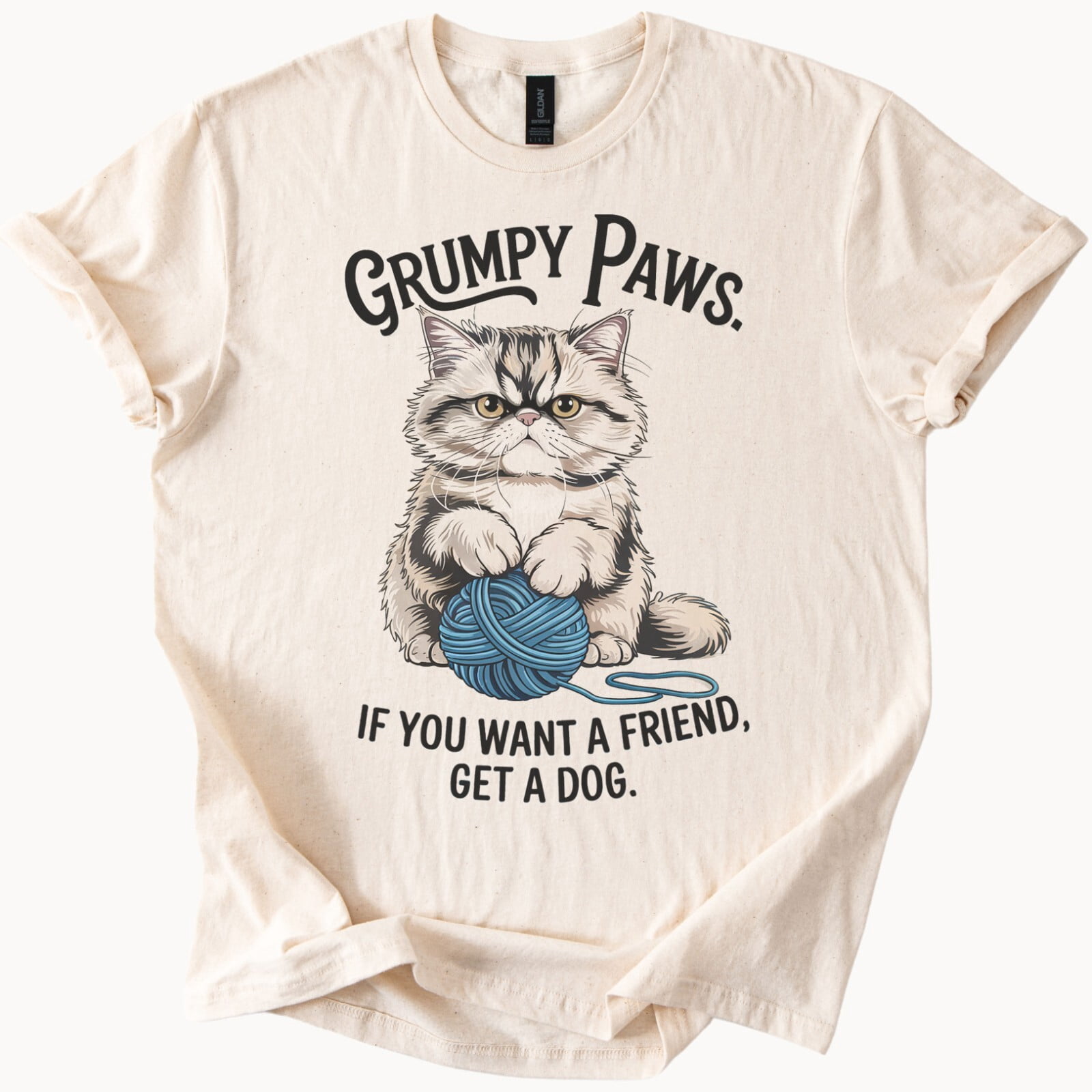 Grumpy Cat Kitten Yarn Antisocial Pet Graphic T-Shirt - Walmart.com