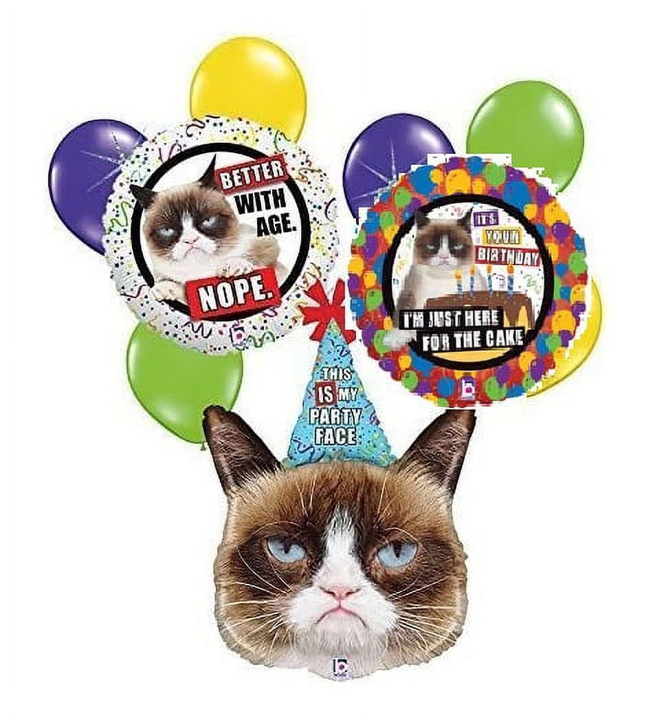 Grumpy Cat Kitty 9 Piece Happy Birthday Balloon Bouquet Set - Walmart.com