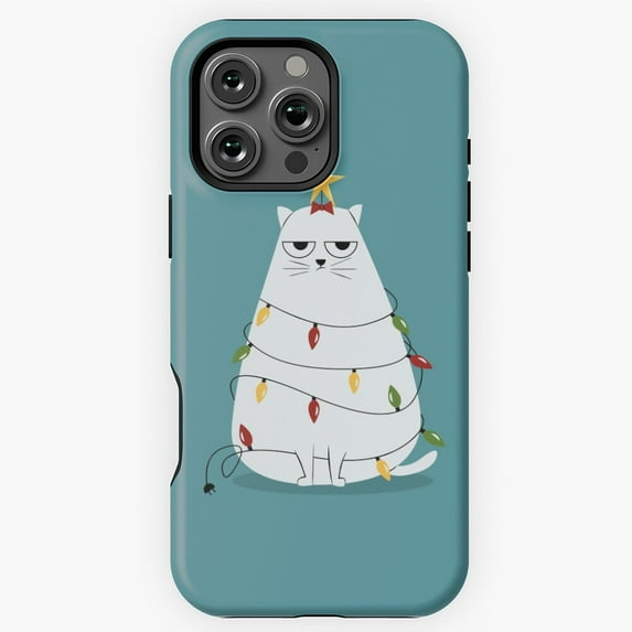 Grumpy Christmas Cat Phone Case for iPhone 11 12 13 14 15 16 17 Pro Max ...