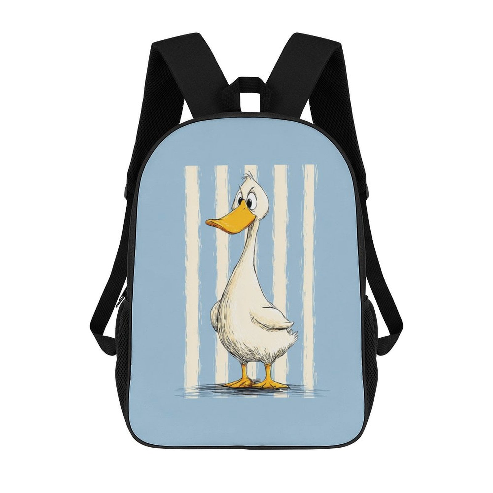 Grumpy Duck Blue Striped Background Big Student Laptop Backpack For ...