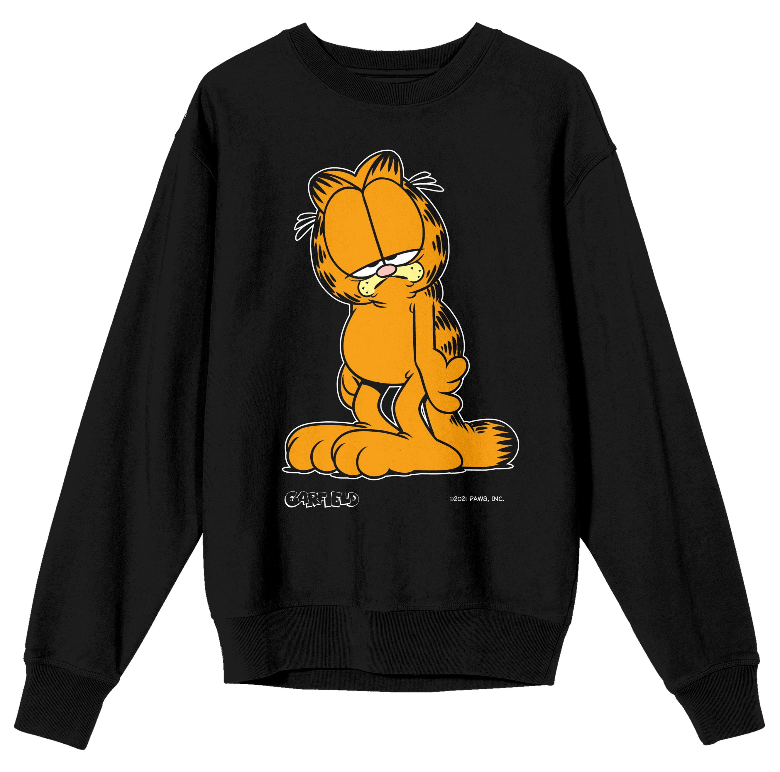 Bioworld Grumpy Garfield Women's Black Fleece Sweatshirt Large, Warm and Comfortable Cotton ...