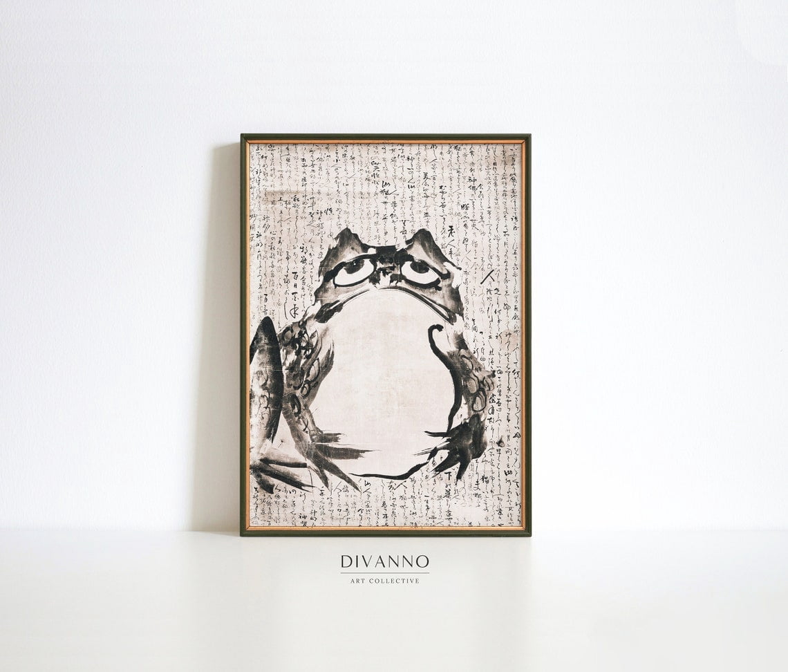 Grumpy Japanese Frog Moody Wabi Sabi Animal Poster, Unframed Size 16x24 ...