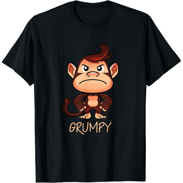 Grumpy Monkey Meme Aesthetic Bad Mood chimpanzee T-Shirt - Walmart.com