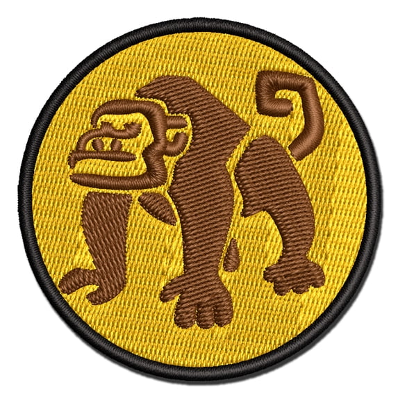 Grumpy Monkey with Curly Tail Applique Multi-Color Embroidered Hook ...