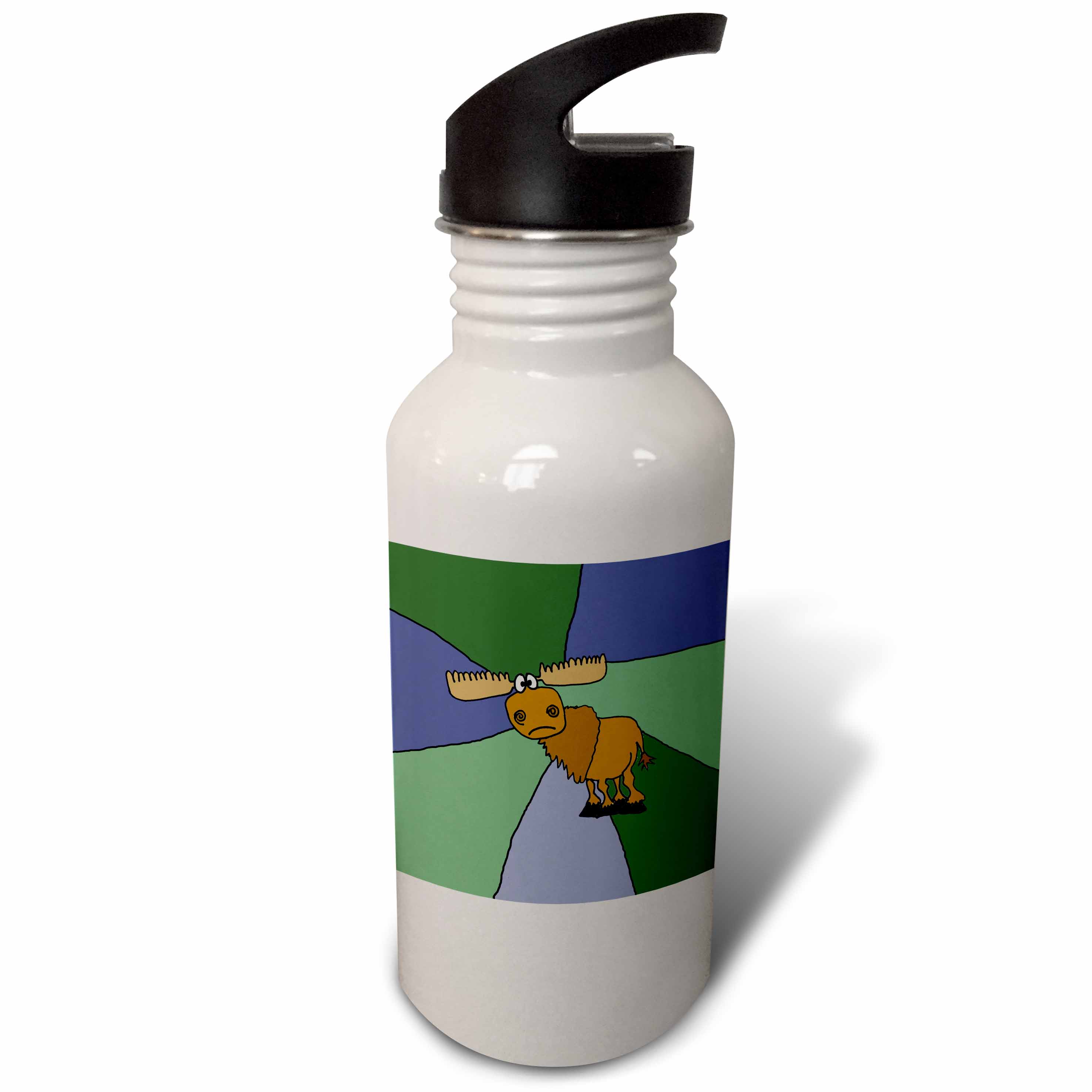 Grumpy Moose Art with Colorful Background 21 oz Sports Water Bottle wb ...