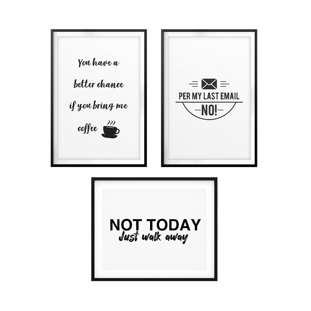Grumpy Office Novelty 8 x 10" Wall Art UNFRAMED Print (3 Pack ...