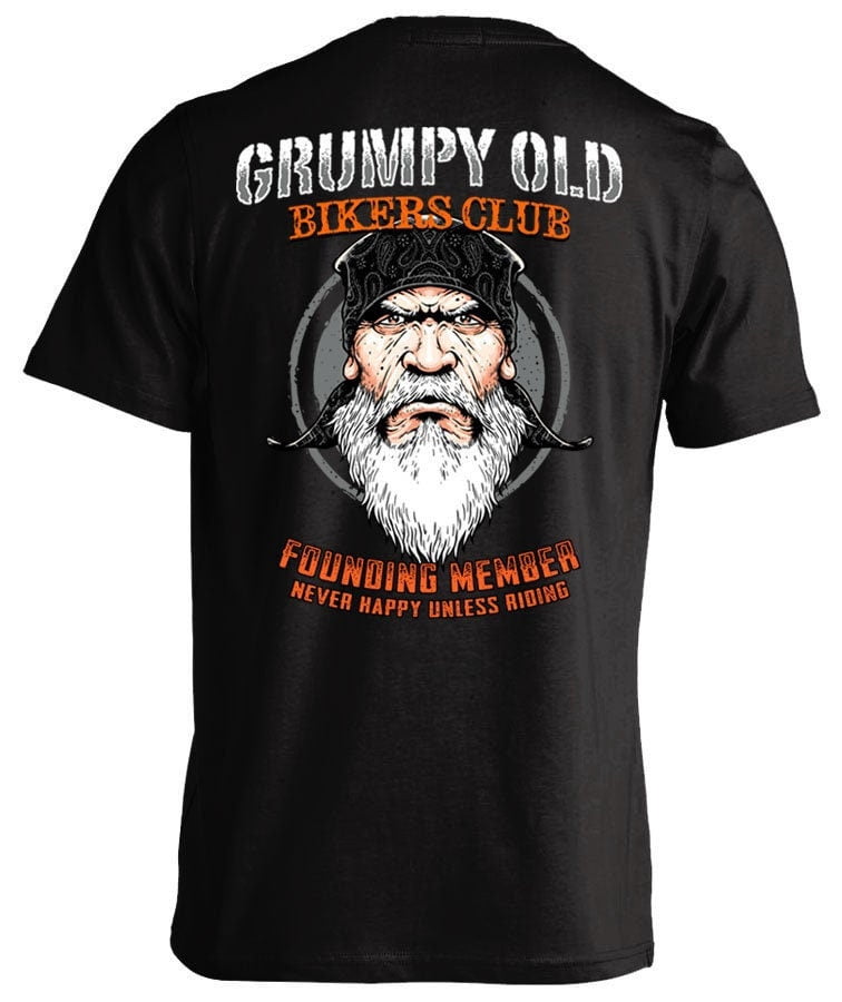 Grumpy Old Biker Club Founding Member Graphic T-Shirt for Motorcycle ...