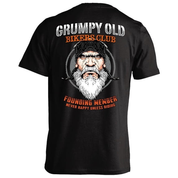Grumpy Old Biker Club Founding Member Graphic T-Shirt for Motorcycle ...