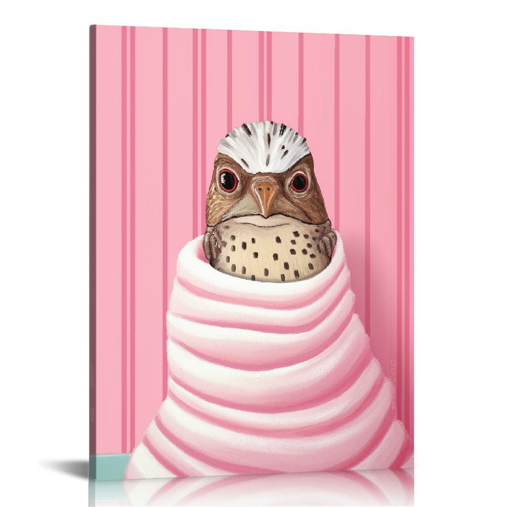 Grumpy On The Towel Posters Funny Bathroom Canvas Wall Art Watercolor ...