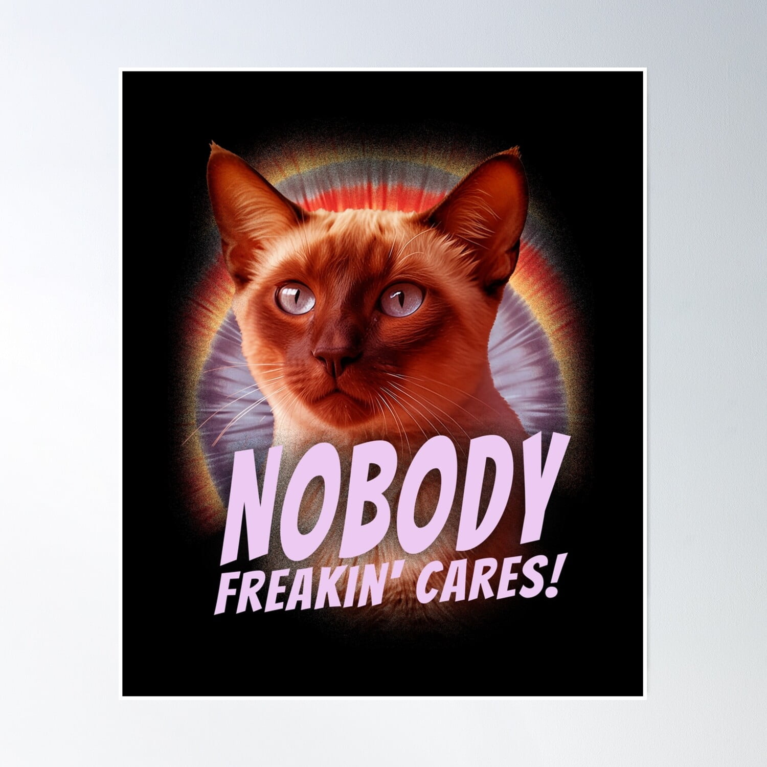 Grumpy Orange Cat | 'Nobody Freakin' Cares!' Quote Poster Wall Art ...