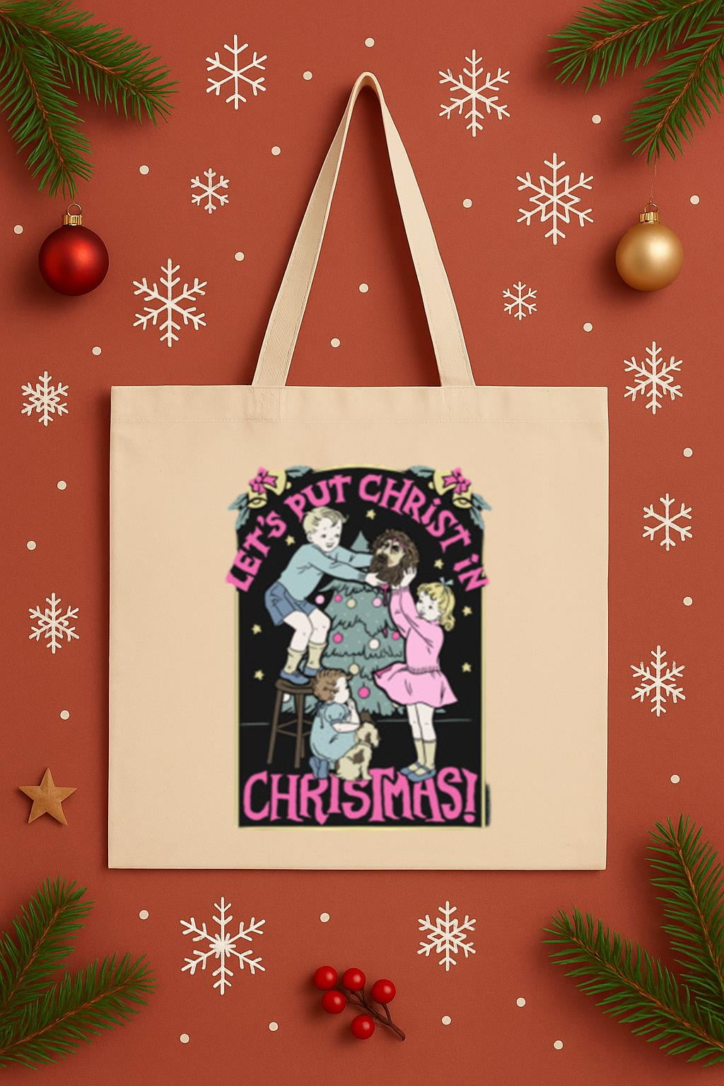 Grumpy Reindeer Christmas Humor Tote Bag Cartoon Retro Holiday Fun Art ...