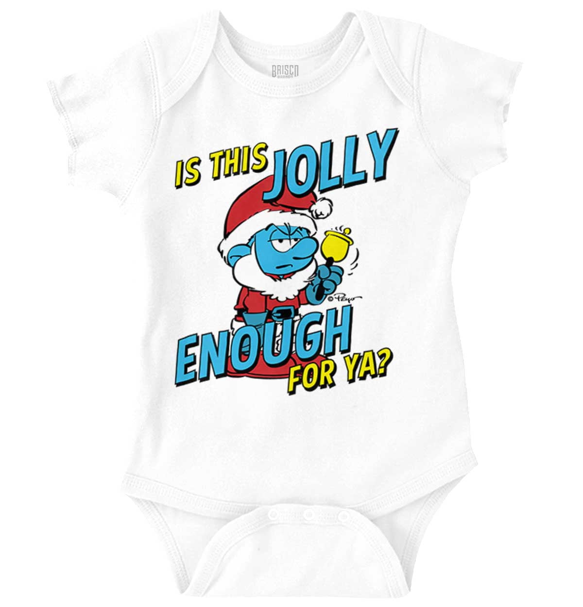 Grumpy Smurf Jolly Enough Xmas Santa Romper Boys or Girls Infant Baby ...