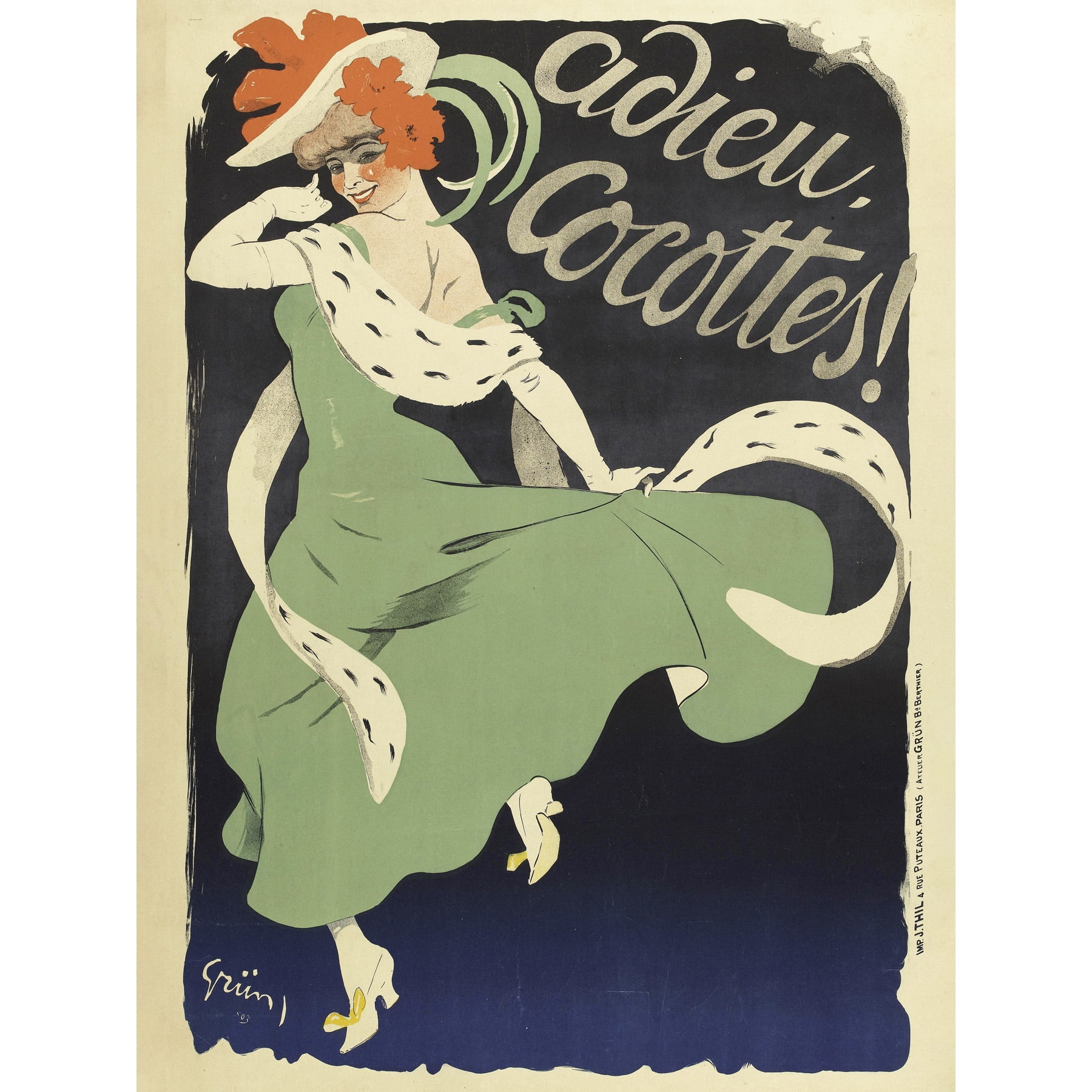 Grun Theatre Show Adieu Cocottes Advert Extra Large Art Print Wall ...