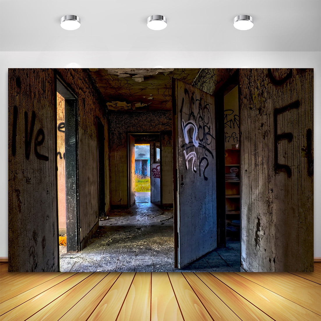 Grunge Abandd Lost Place Graffiti Photography Backdrop Halloween Banner ...