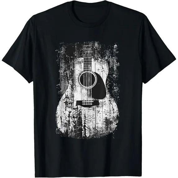 Grunge Acoustic Guitar Player Unisex Graphic Short Sleeve T-Shirt ...