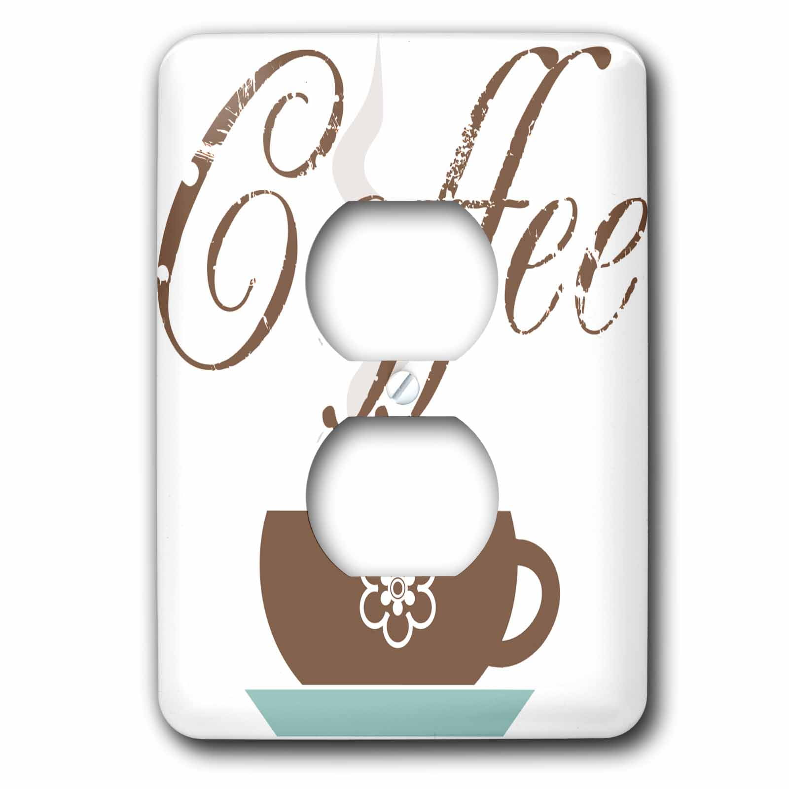 3dRose, Grunge Beige and Aqua Coffee Cup With The Word Coffee , 2 plug ...