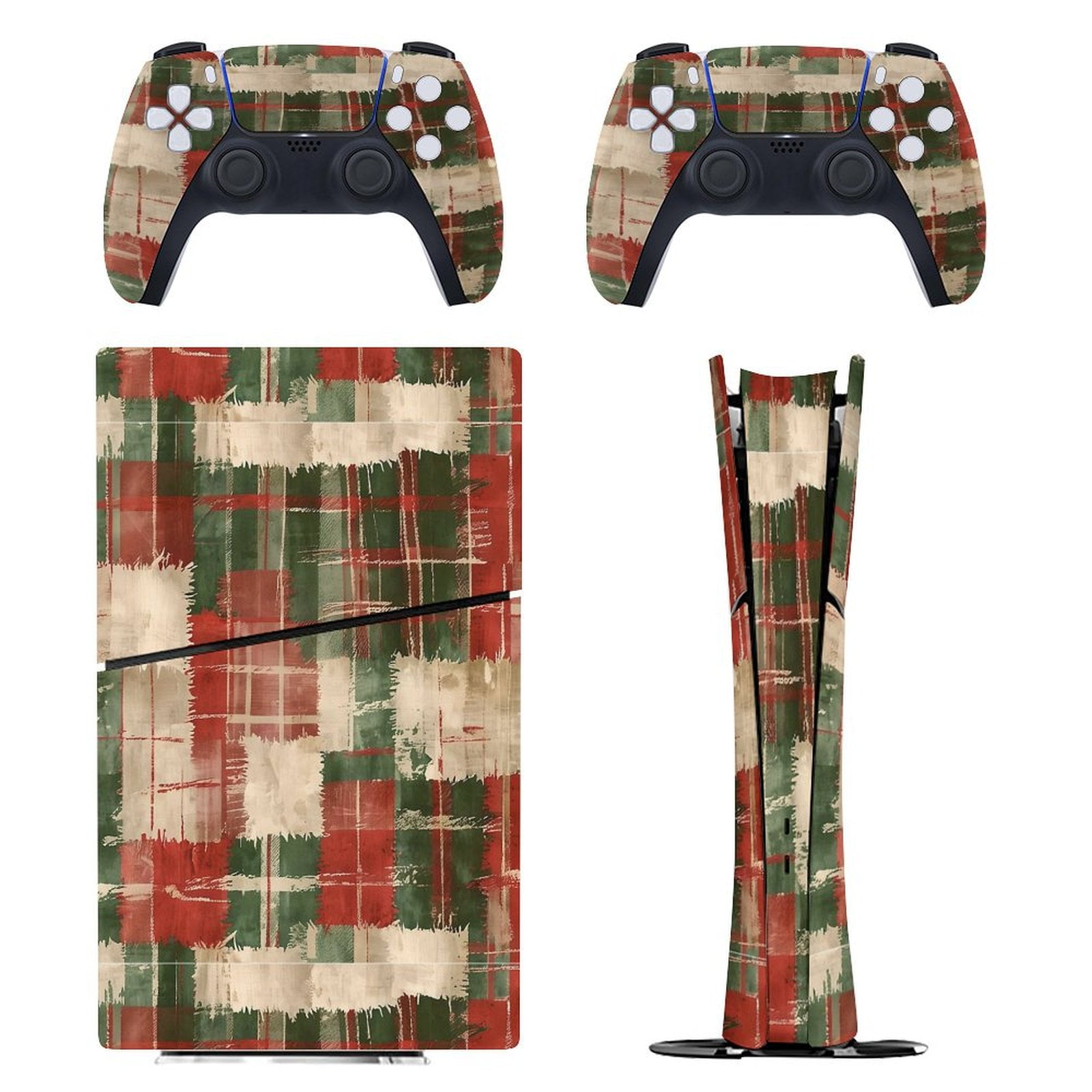 Grunge Distressed Christmas Plaid PS5/PS5 Pro/PS5 Slim Digital Disc ...