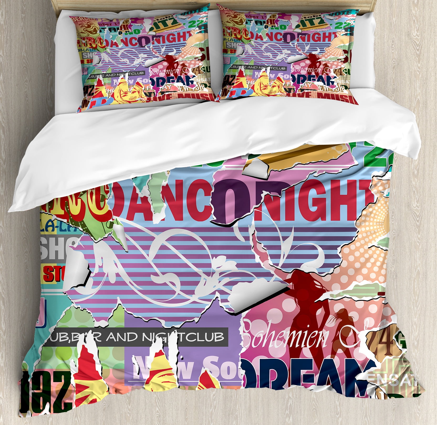 Grunge Duvet Cover Set, Grunge Art with Details Old Torn Posters ...