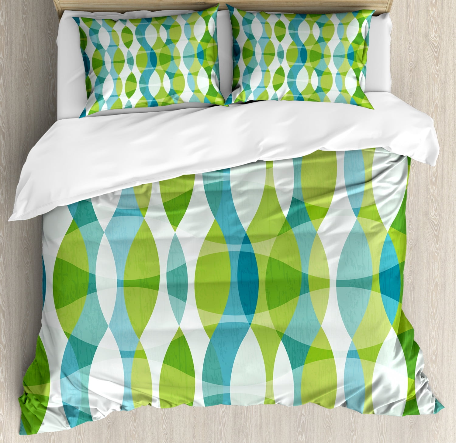 Grunge Duvet Cover Set King Size, Geometric Oval Shapes Elliptic ...