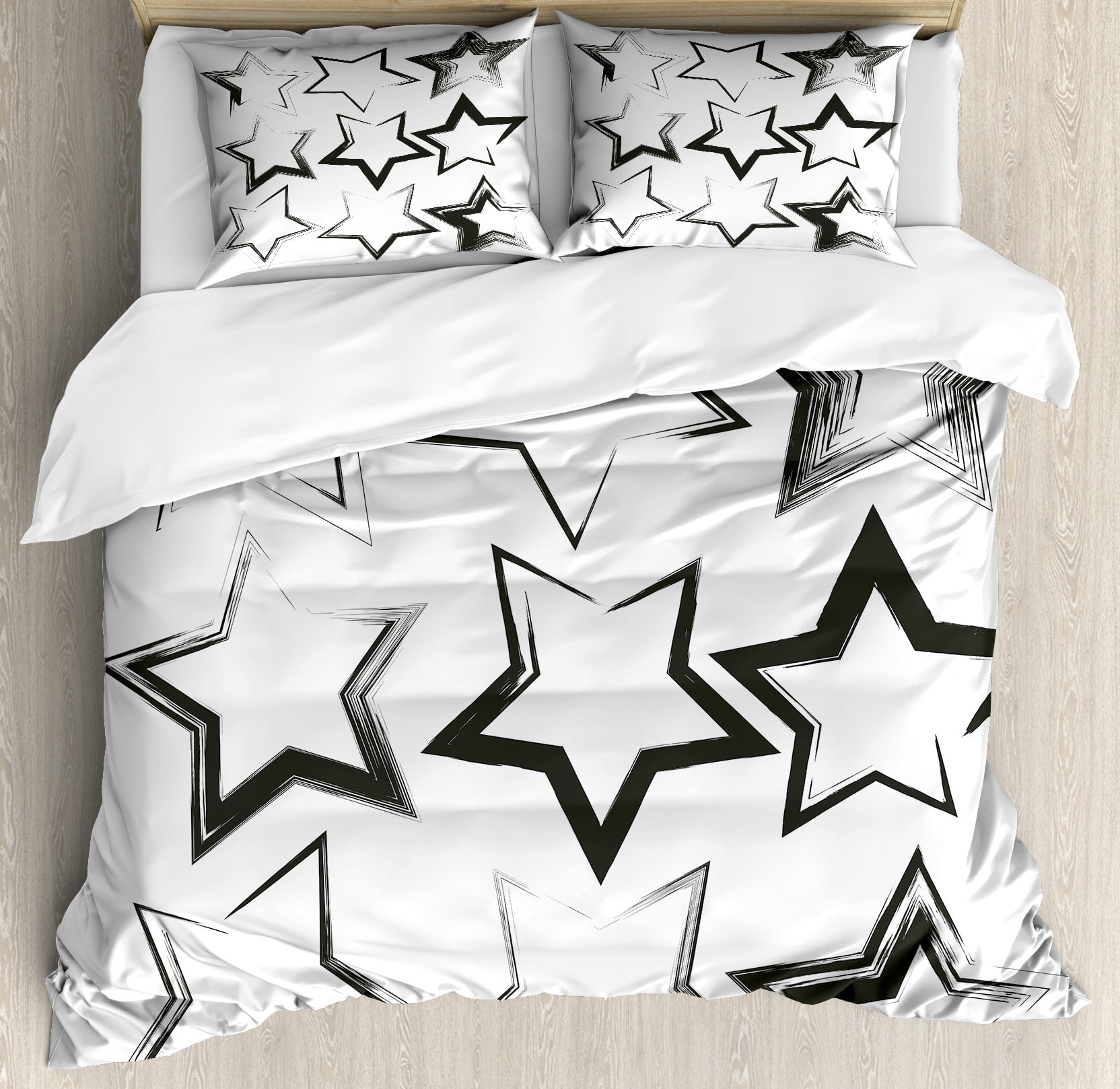 Grunge Duvet Cover Set, Grunge Star Brush Strokes with Different ...