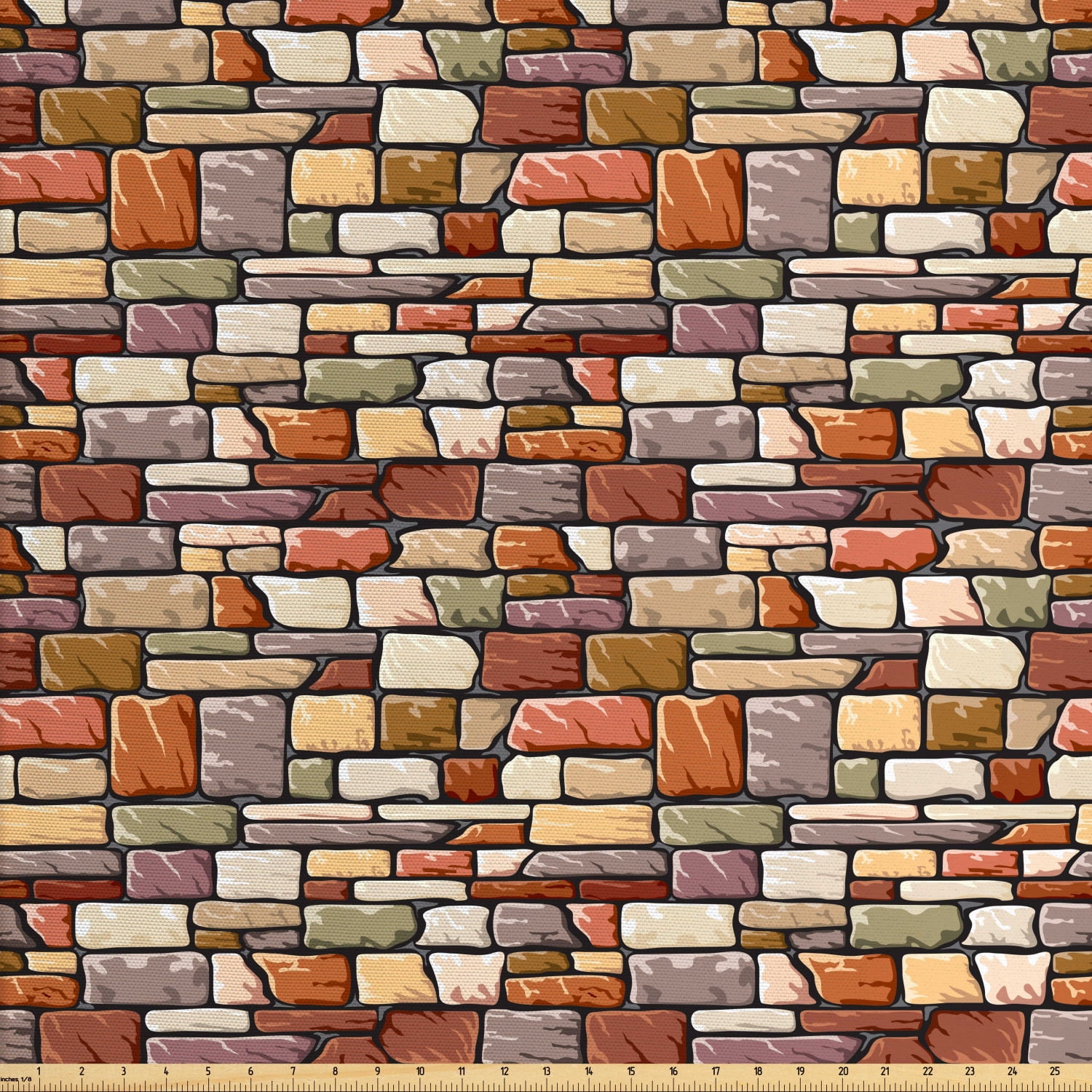 Ambesonne Grunge Fabric by the Yard Upholstery, Doodle Wall Pattern, 5 ...