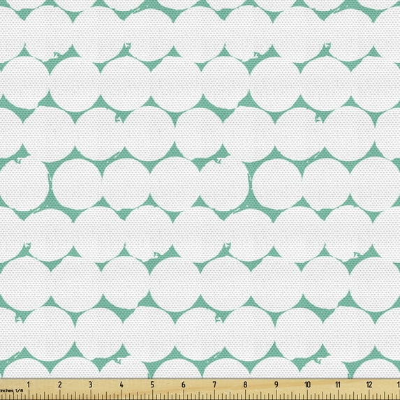 Ambesonne Grunge Fabric by the Yard Upholstery, Geometric Rounds Design ...