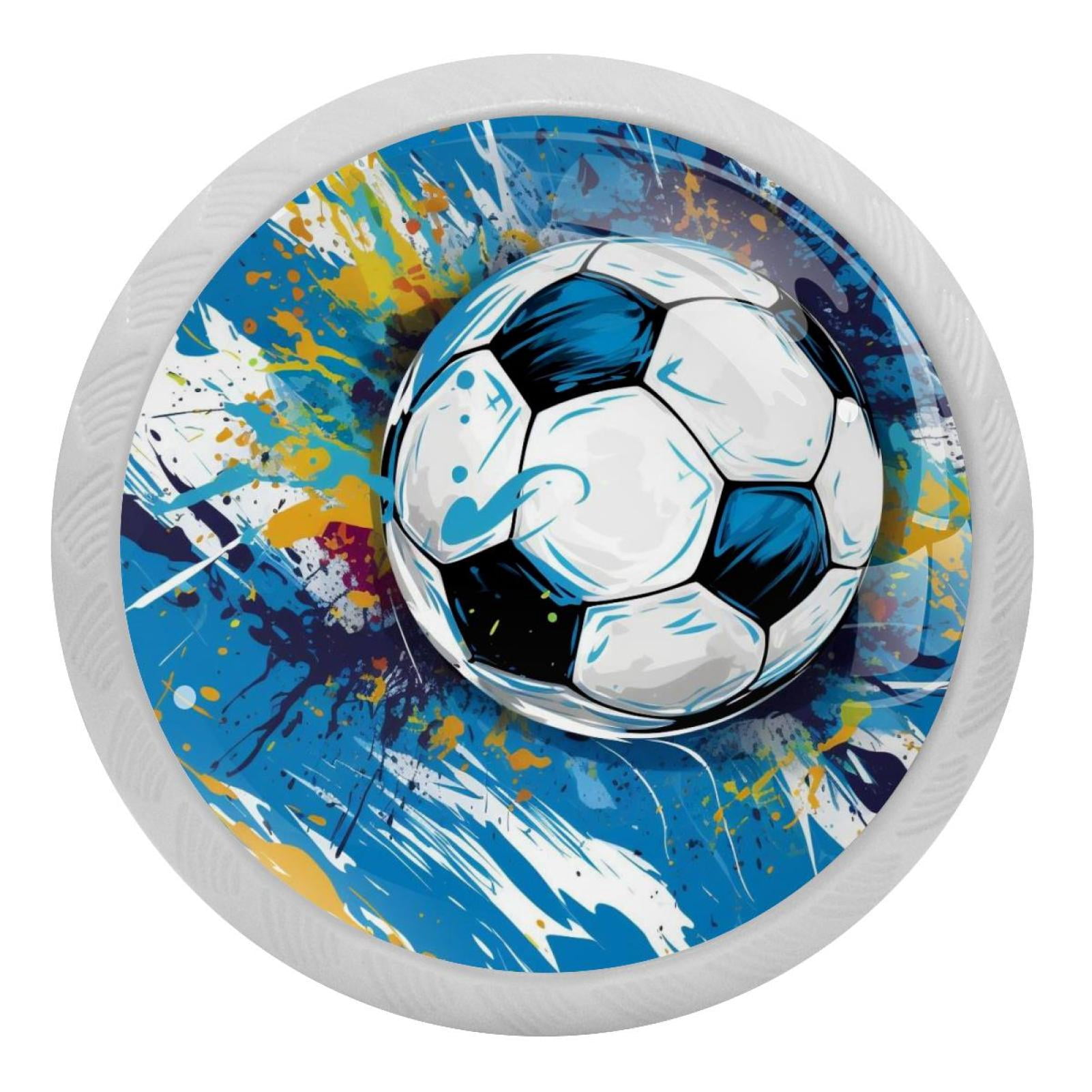 Grunge Football Soccers Crystal Glass Drawer Knob Pull Ergonomic 30mm ...