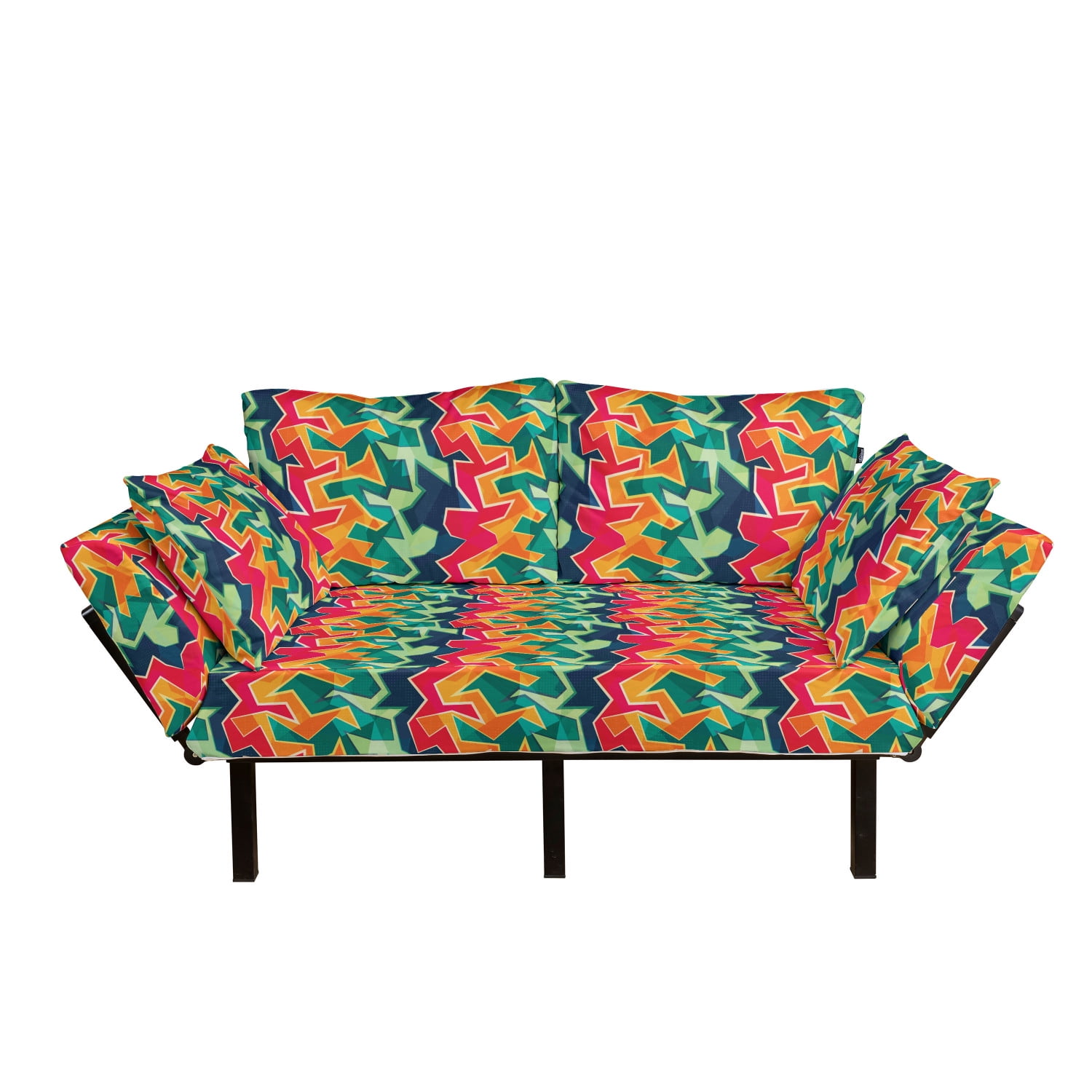 Grunge Futon Couch, Colorful Graffiti Inspired Pattern Cool Crazy Funky ...