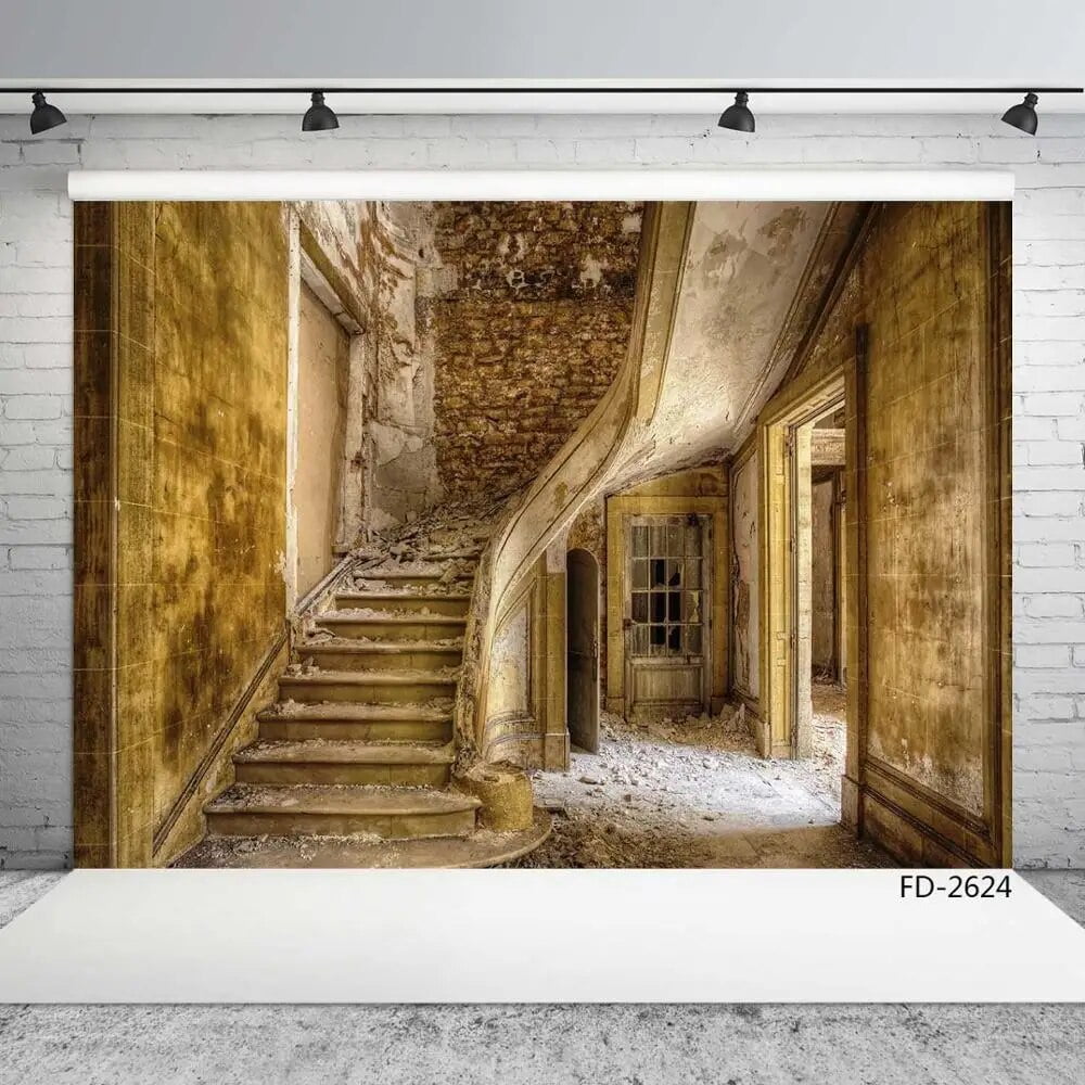 Grunge House Old Indoor Stair Scenery Backdrop Photocall Baby Young ...