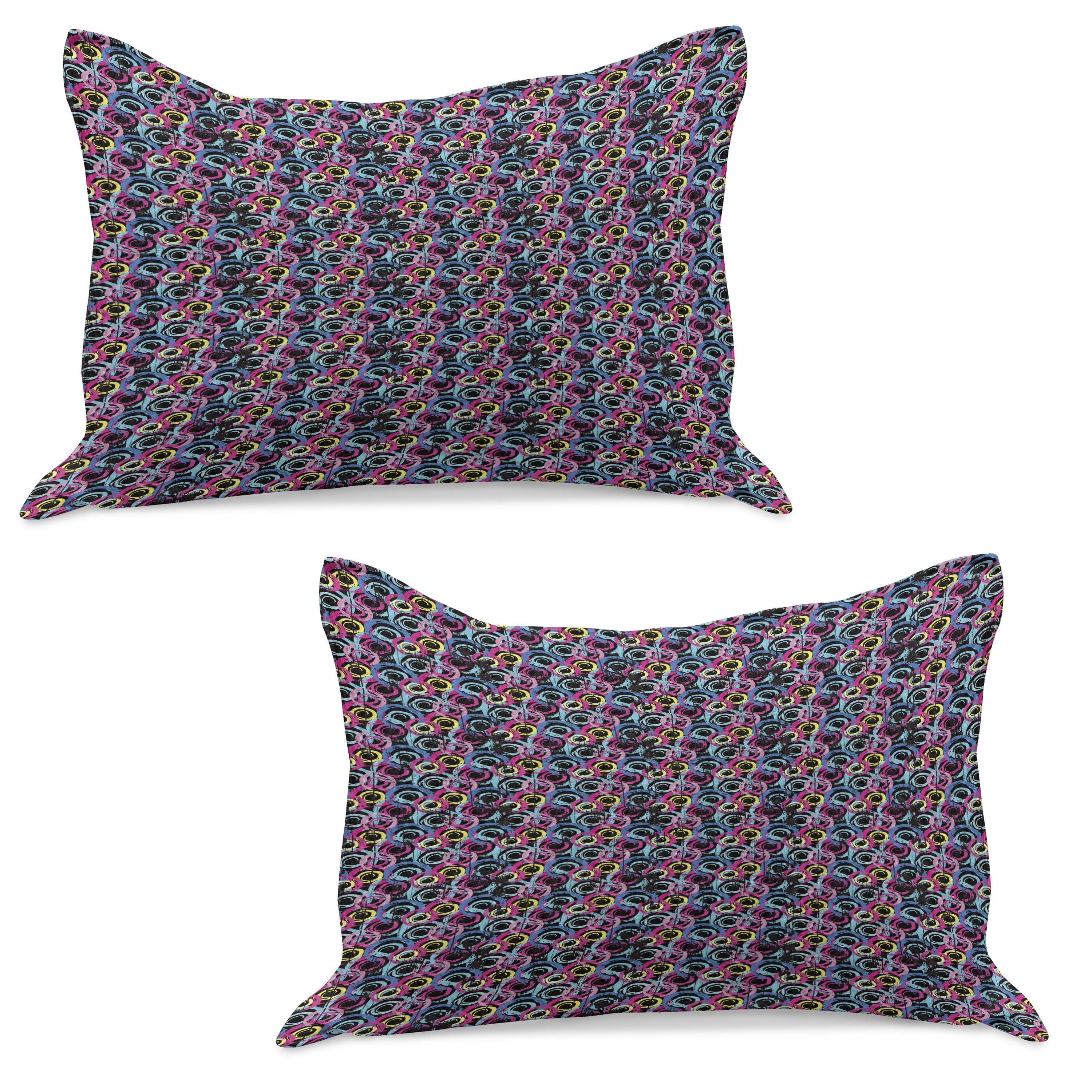 Grunge Knitted Quilt Pillowcover Set of 2, Colorful Spiral Paintbrush ...