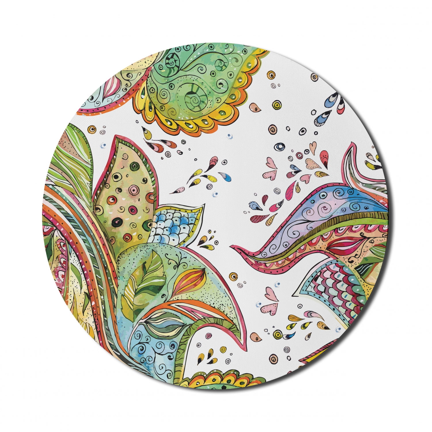 Grunge Mouse Pad for Computers, Patterns of Leaves Flowers and Heart ...