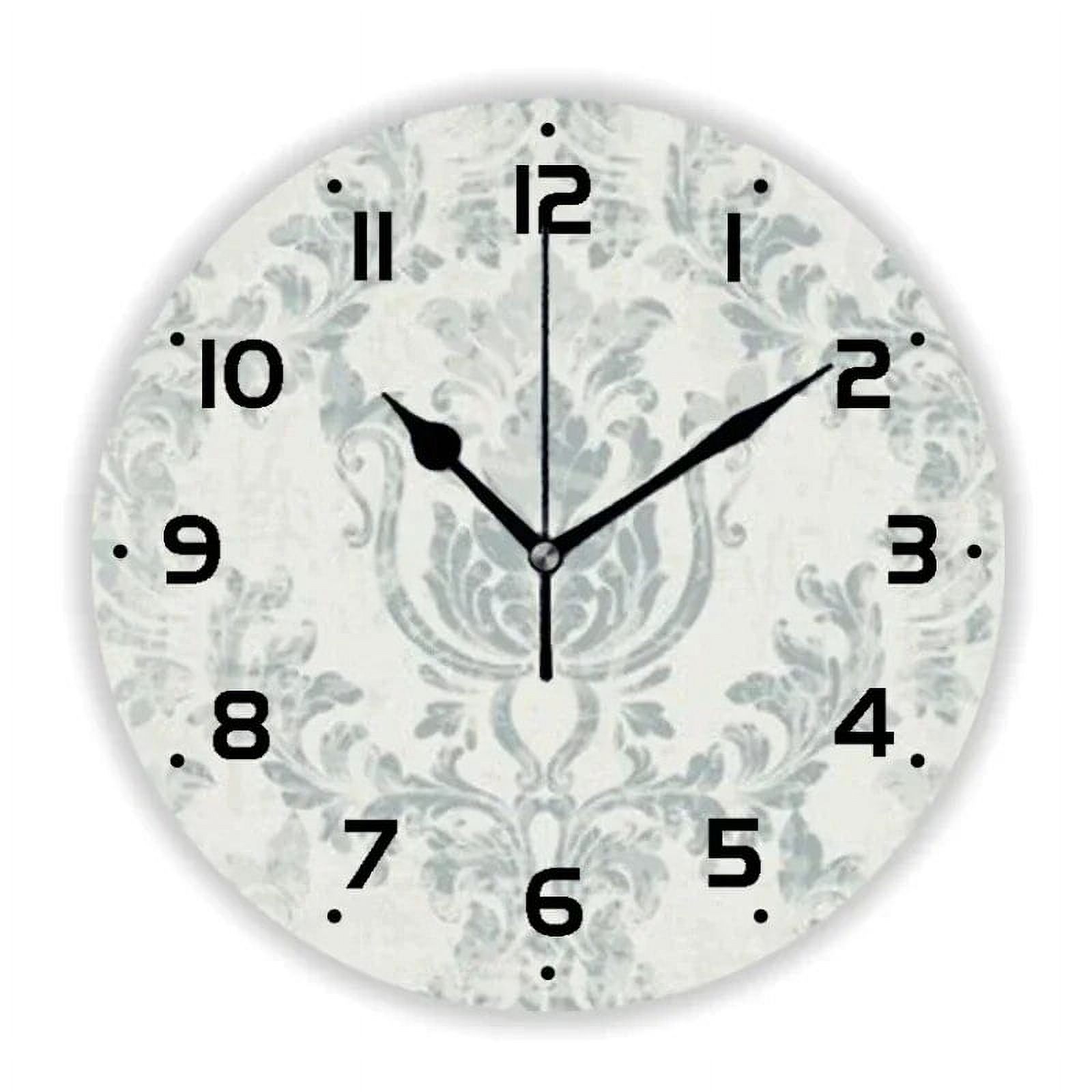 Grunge Nature Damask Floral Pattern Victorian Baroque Wall Clock for ...