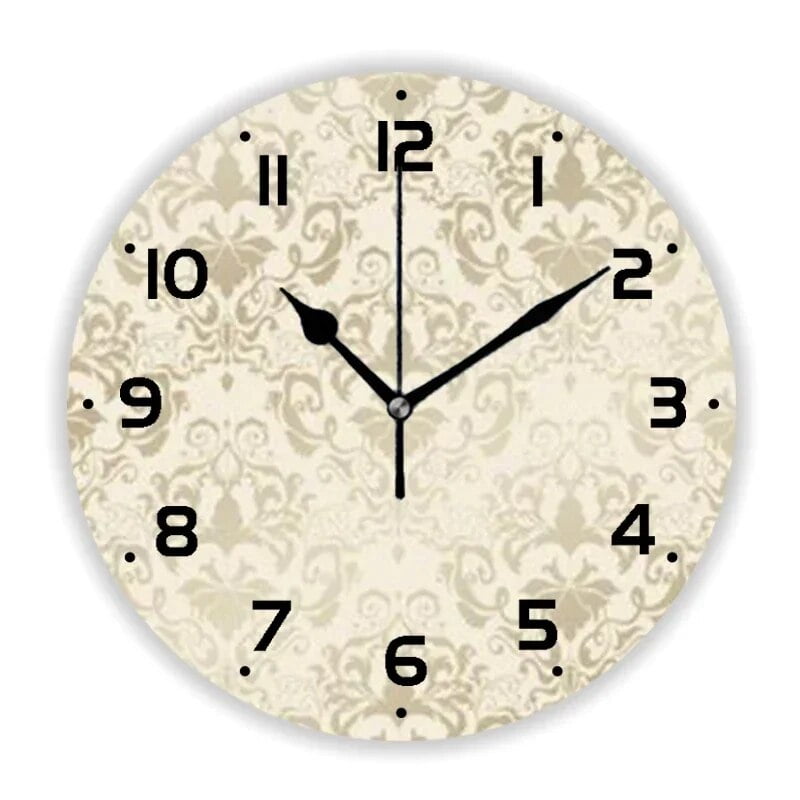 Grunge Nature Damask Floral Pattern Victorian Baroque Wall Clock for ...