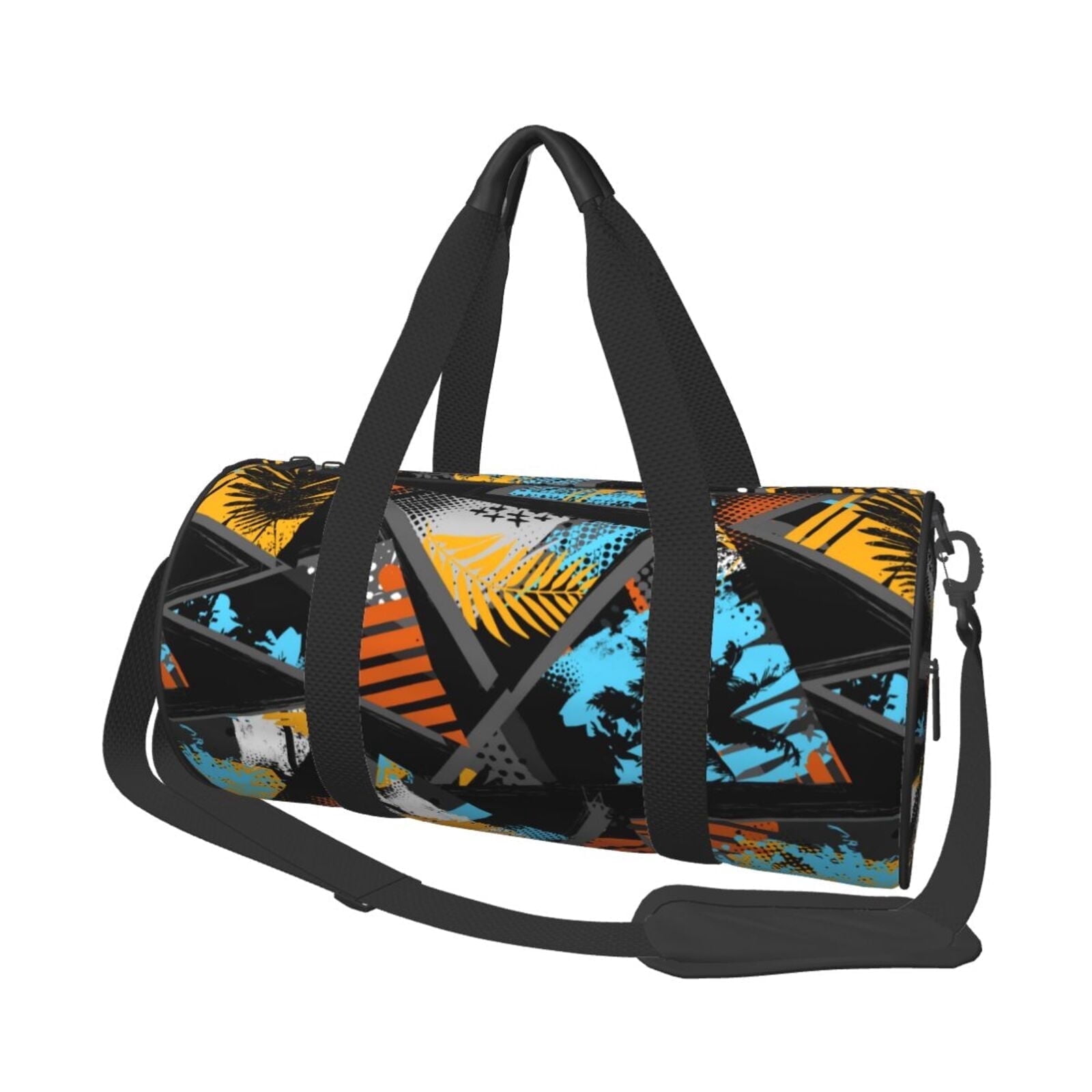 Grunge Palms Small Round Sport Duffel Bag,Triangle 17" Shoulder Airport ...