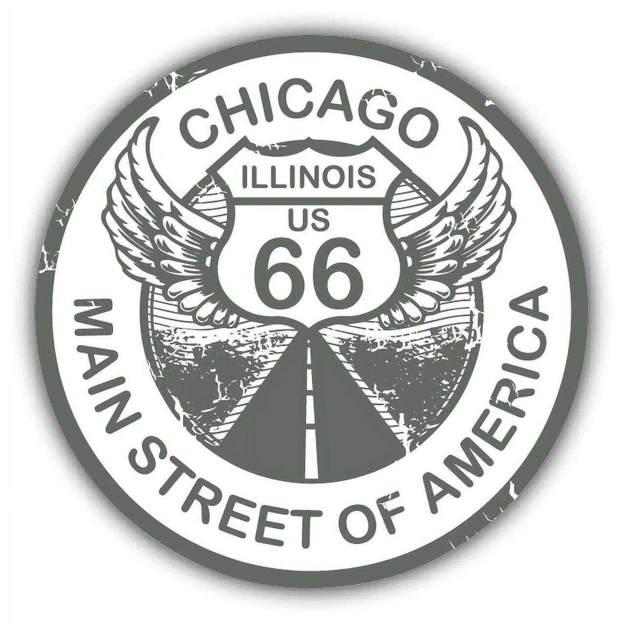 Grunge Rubber Stamp Route 66 Chicago Illinois Car Sticker Phone Decal ...
