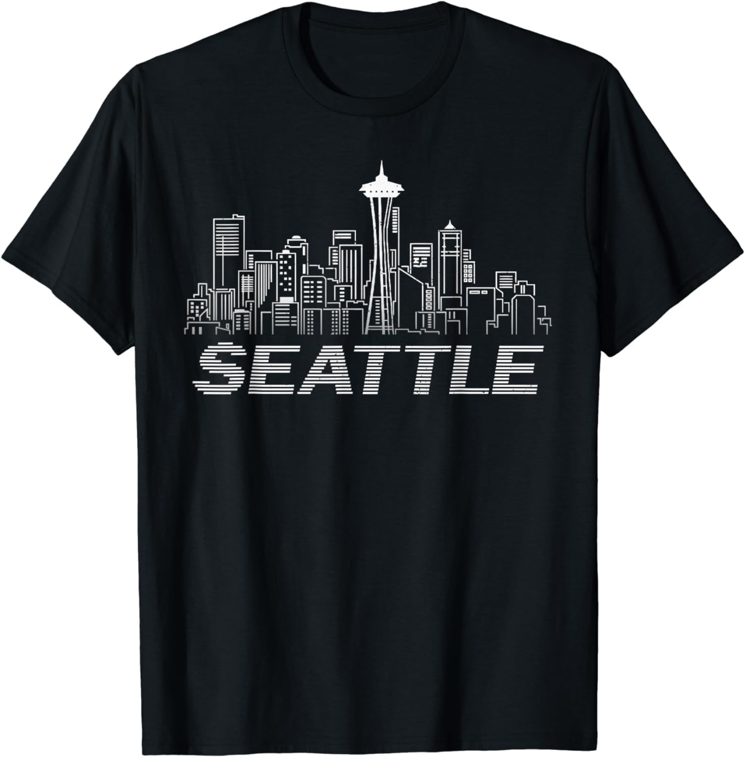 Grunge Seattle Skyline Distressed Look design T-Shirt - Walmart.com