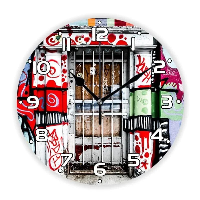 Grunge Street Graffiti Art Large Wall Clock for Living Room Office ...
