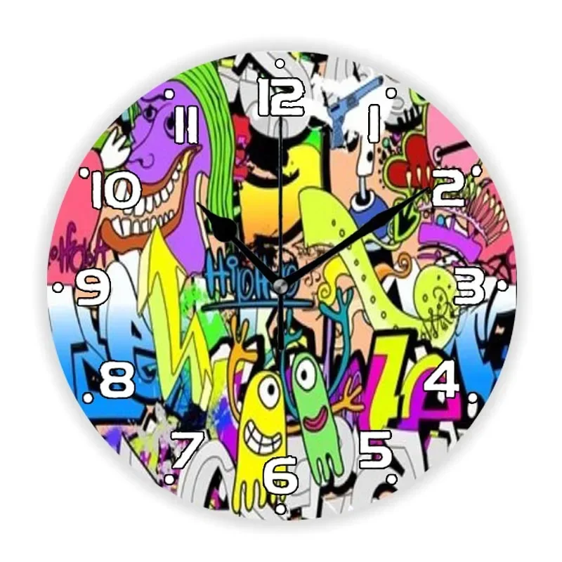 Grunge Street Graffiti Art Large Wall Clock for Living Room Office ...