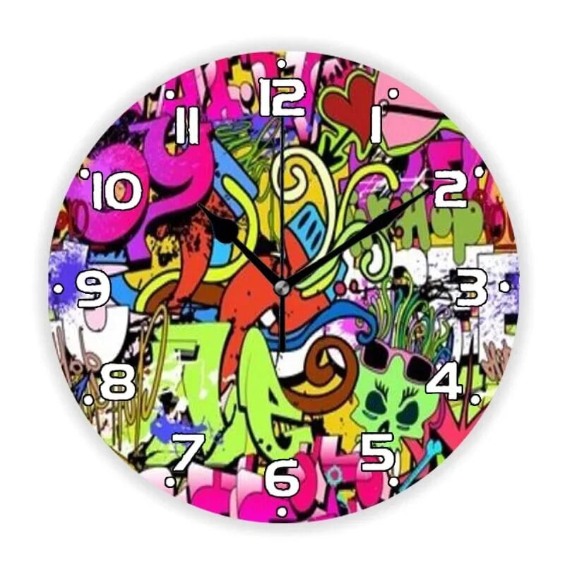 Grunge Street Graffiti Art Large Wall Clock for Living Room Office ...