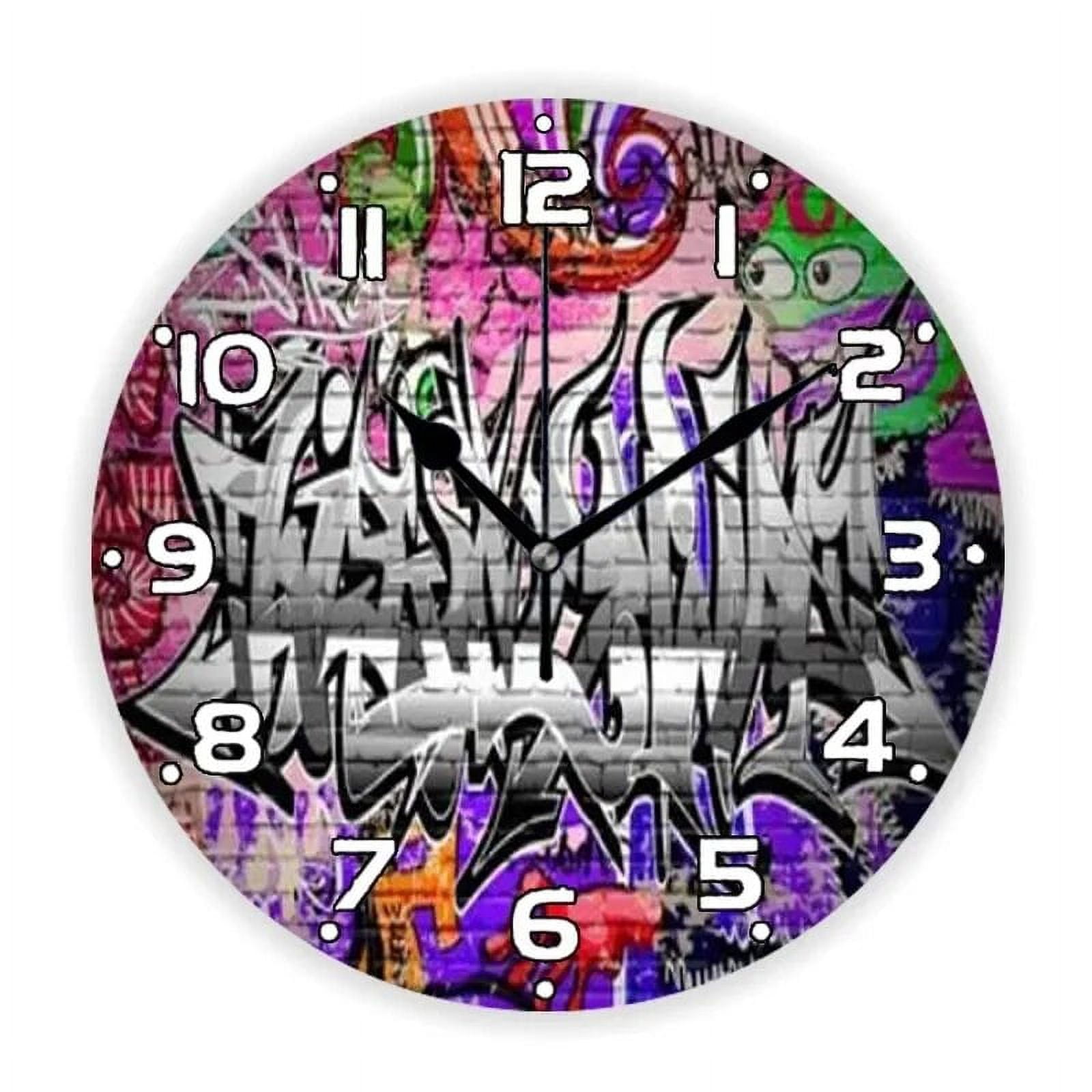 Grunge Street Graffiti Art Large Wall Clock for Living Room Office ...