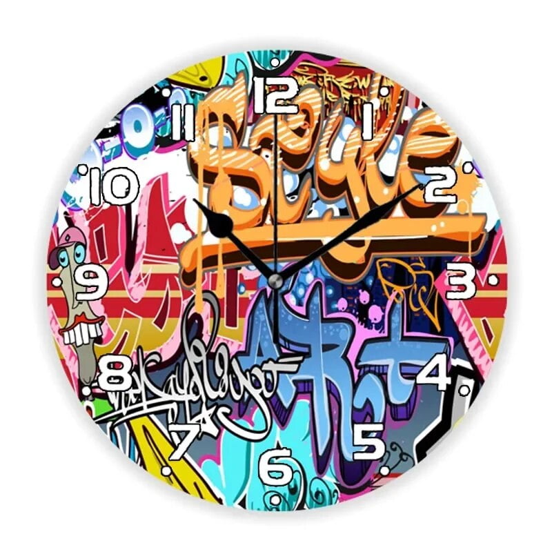 Grunge Street Graffiti Art Large Wall Clock for Living Room Office ...
