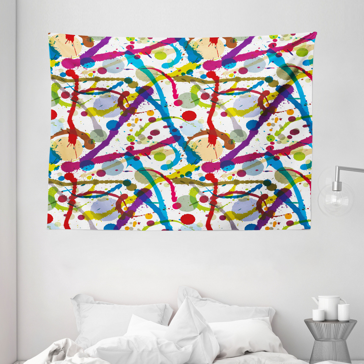 Grunge Tapestry, Artistic Colorful Ink Splatters Creative Inspiration ...