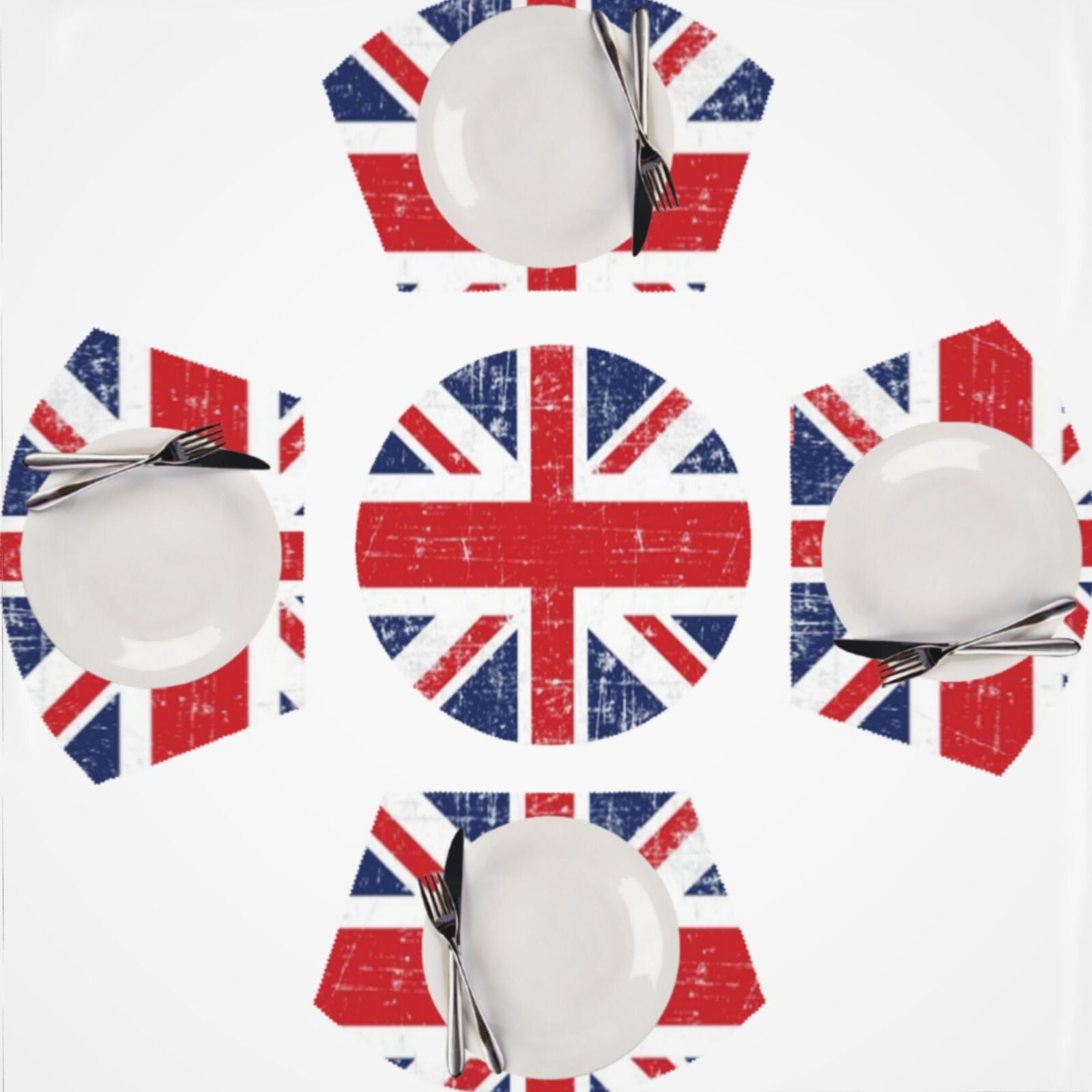Grunge Uk Flag British Flag Round Table Placemats Set Of 5 Wedge Table ...